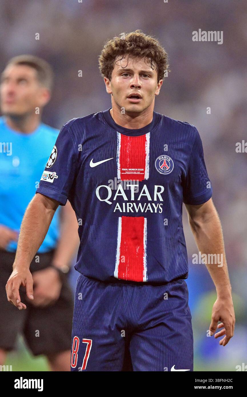 Munich, Germany. 31st, May 2025. Joao Neves (87) of Paris Saint-Germain ...