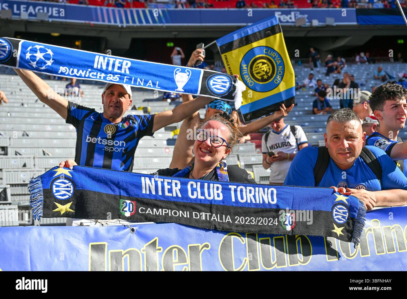 Munich, Germany. 31st, May 2025. Football fans of Inter seen on the ...