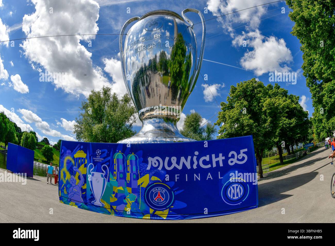 Munich, Germany. 31st, May 2025. A giant copy of the UCL trophy seen ...