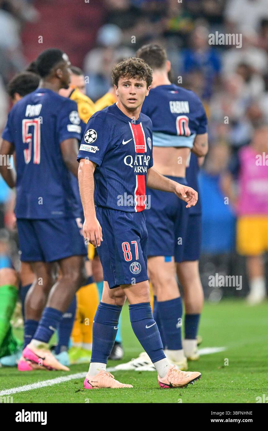 Munich, Germany. 31st, May 2025. Joao Neves (87) of Paris Saint-Germain ...