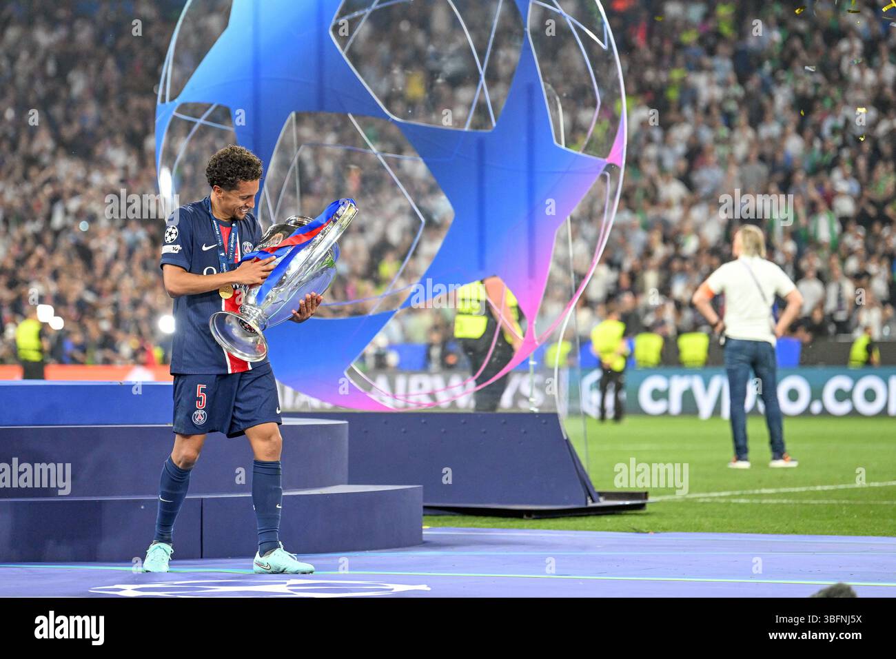 Munich, Germany. 31st, May 2025. Marquinhos (5) of Paris Saint-Germain ...