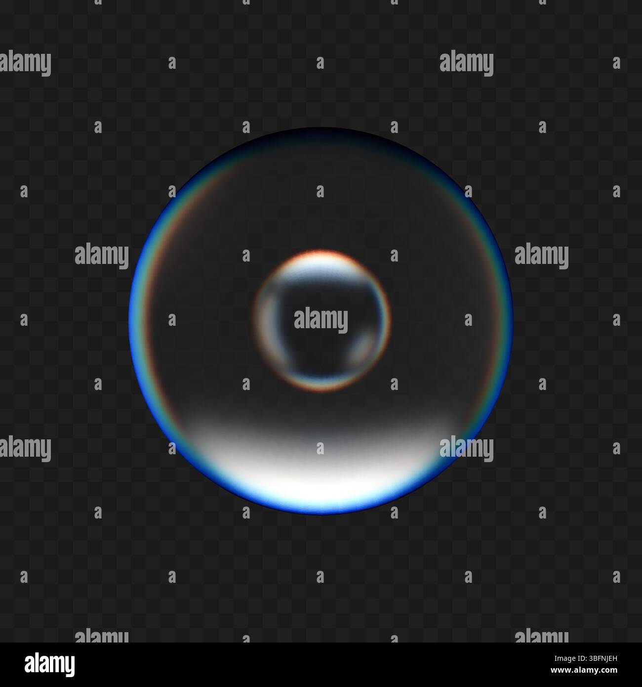 Realistic 3D glass molecular sphere with refraction effect isolated on ...