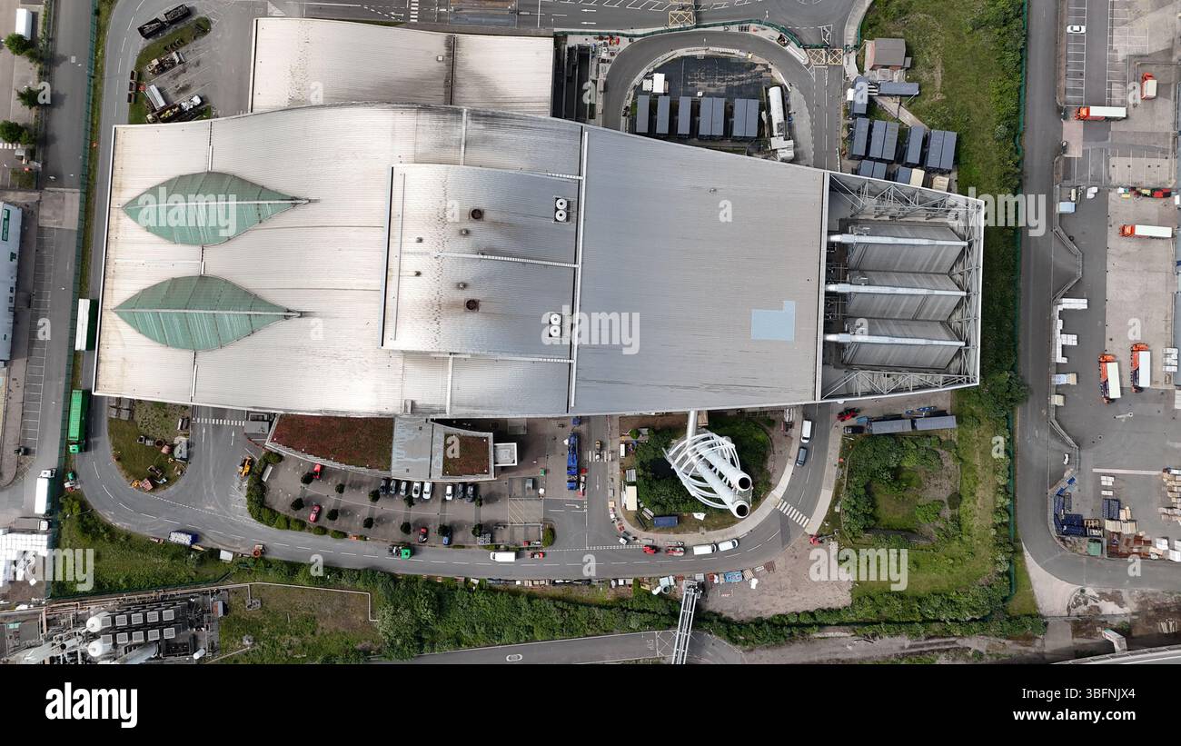 aerial view of Viridor Trident Park, Waste management service power generation project, Cardiff ...
