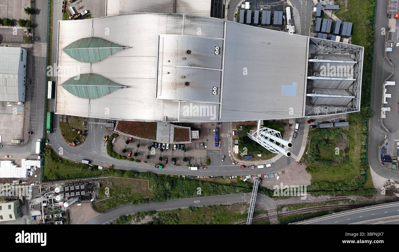 aerial view of Viridor Trident Park, Waste management service power generation project, Cardiff ...