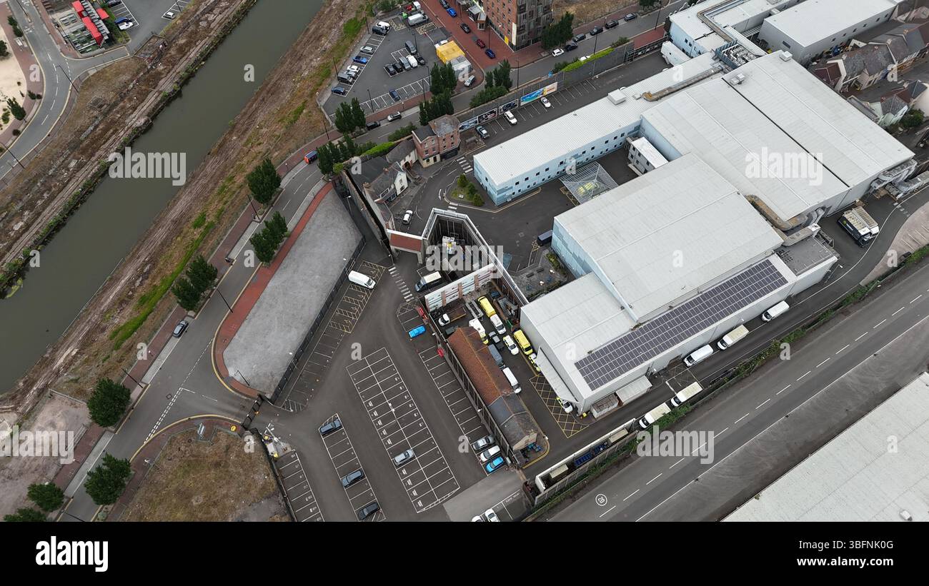 aerial view of Roath Lock studios, BBC Wales drama studios in Cardiff ...