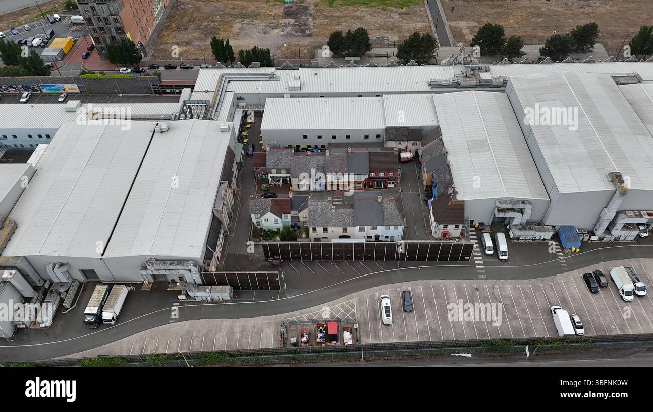aerial view of Roath Lock studios, BBC Wales drama studios in Cardiff ...