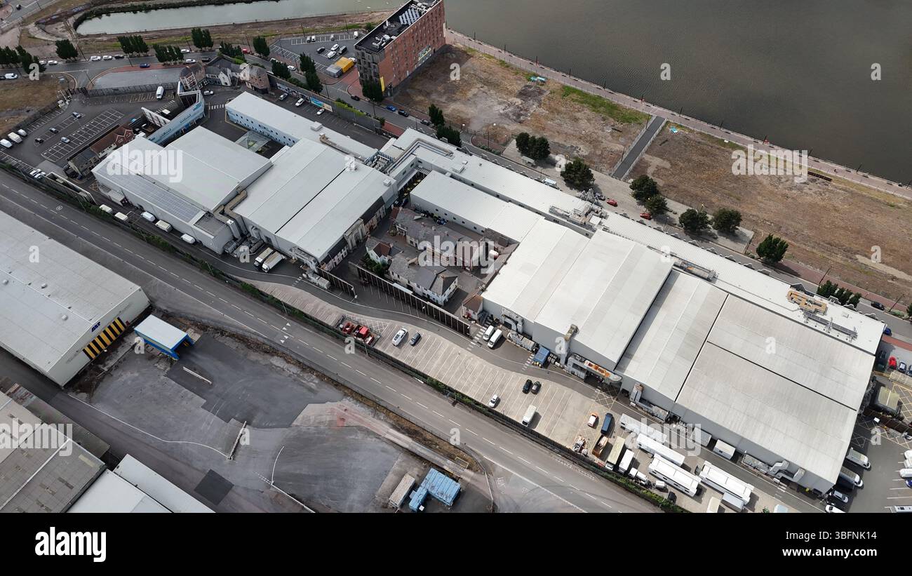 aerial view of Roath Lock studios, BBC Wales drama studios in Cardiff ...