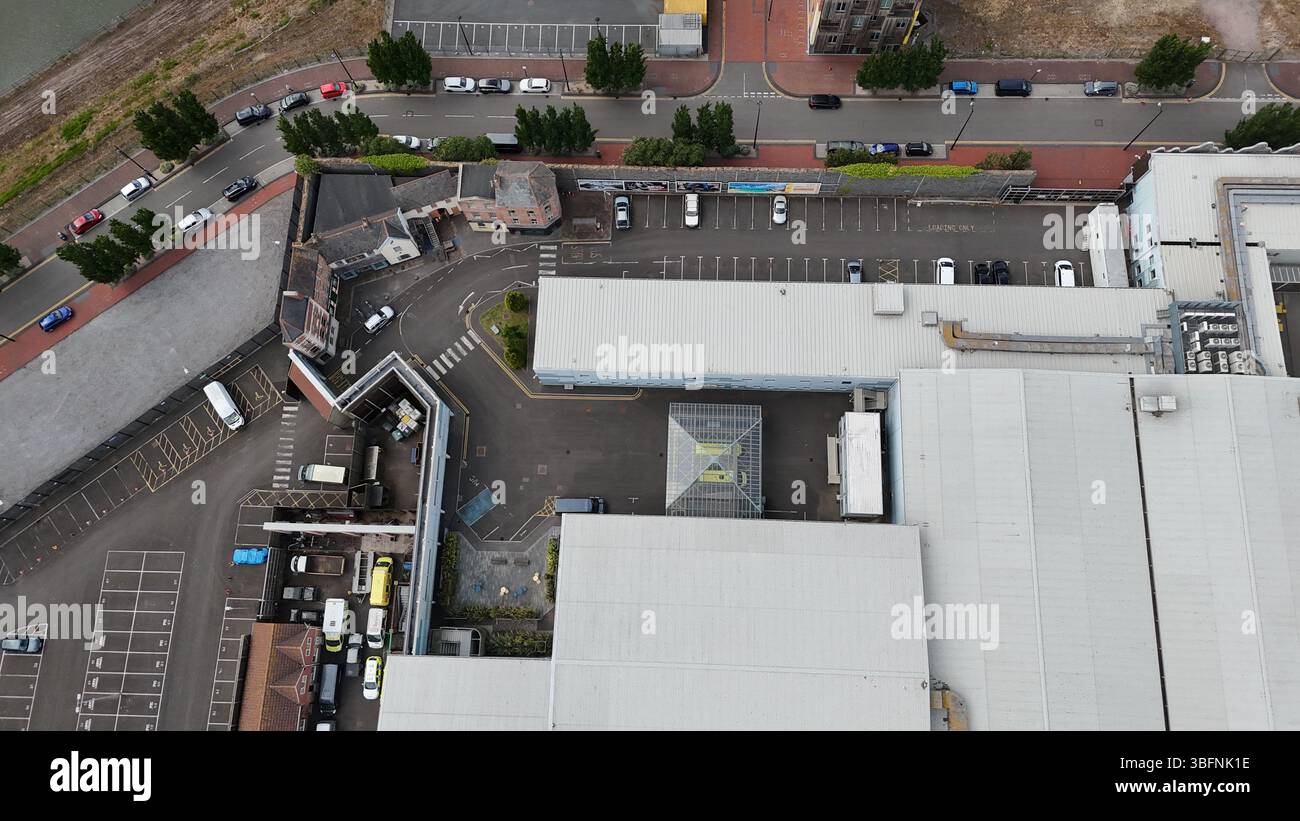 aerial view of Roath Lock studios, BBC Wales drama studios in Cardiff ...