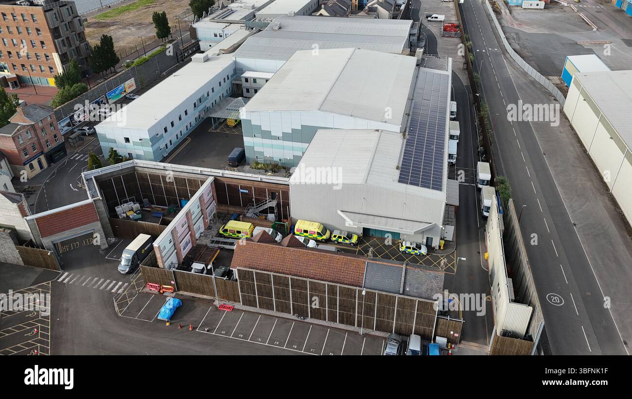 aerial view of Roath Lock studios, BBC Wales drama studios in Cardiff ...