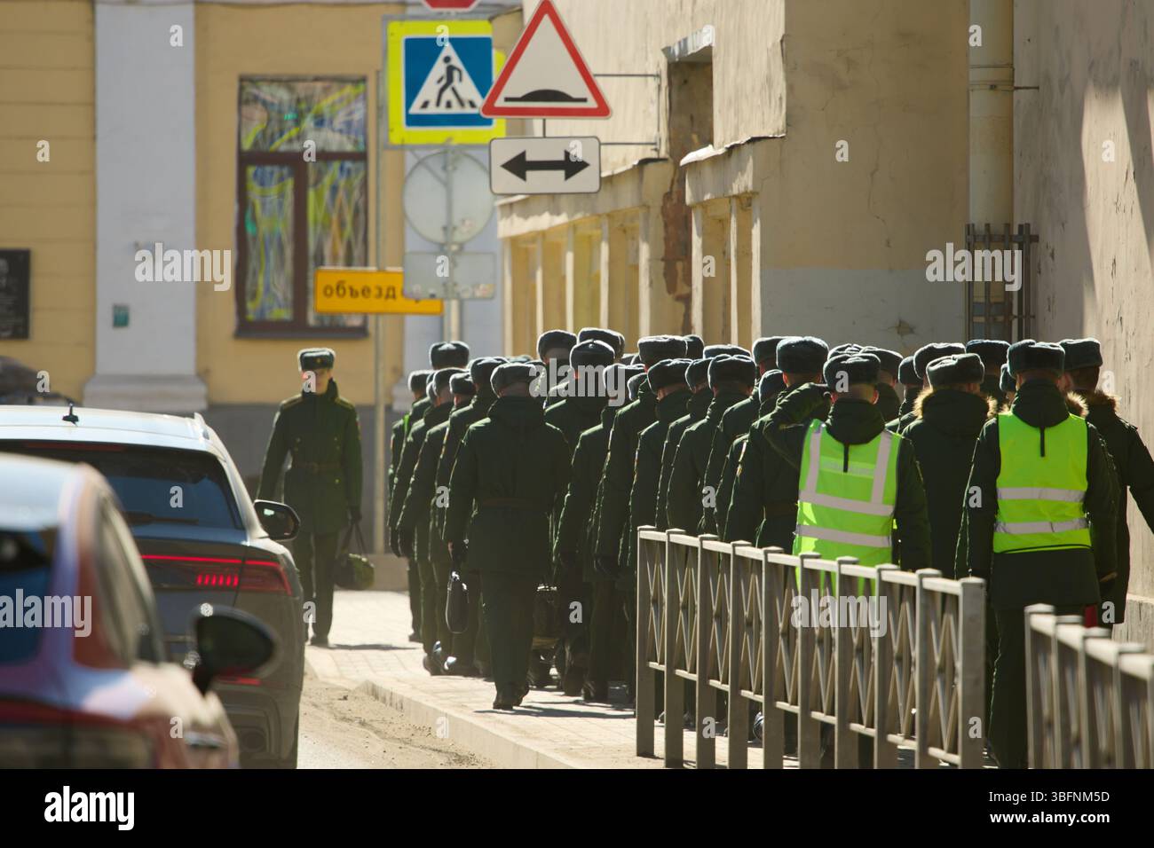 Russia, St.Petersburg, 26 March 2025: a column of cadets of military ...