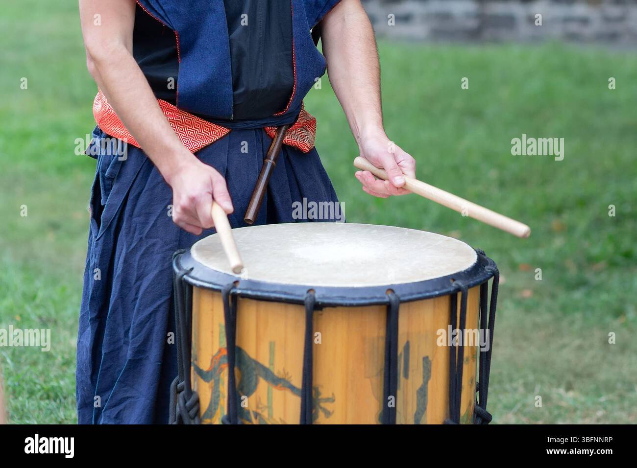 Japanese traditional drums and hands. Musical instrument Stock Photo ...