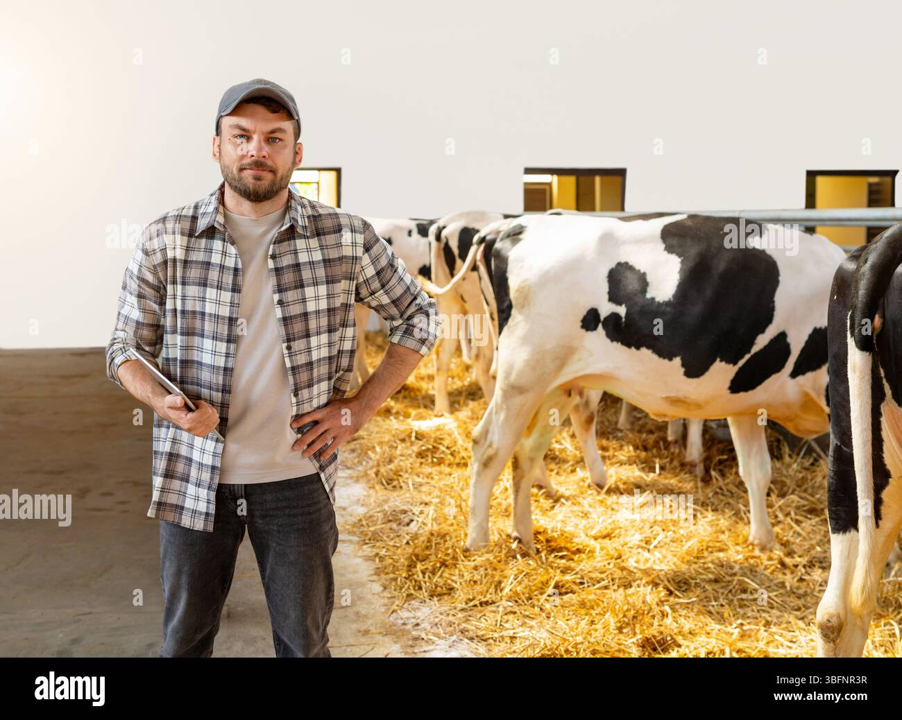 Young farmer barn dairy hi-res stock photography and images - Alamy