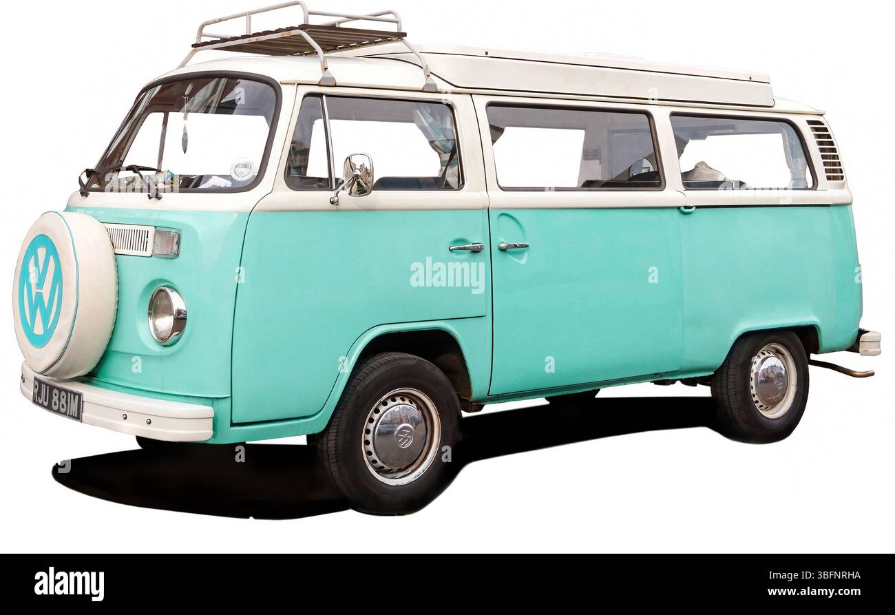 blue and white two-tone vintage Volkswagen Type 2 VW transporter Kombi ...