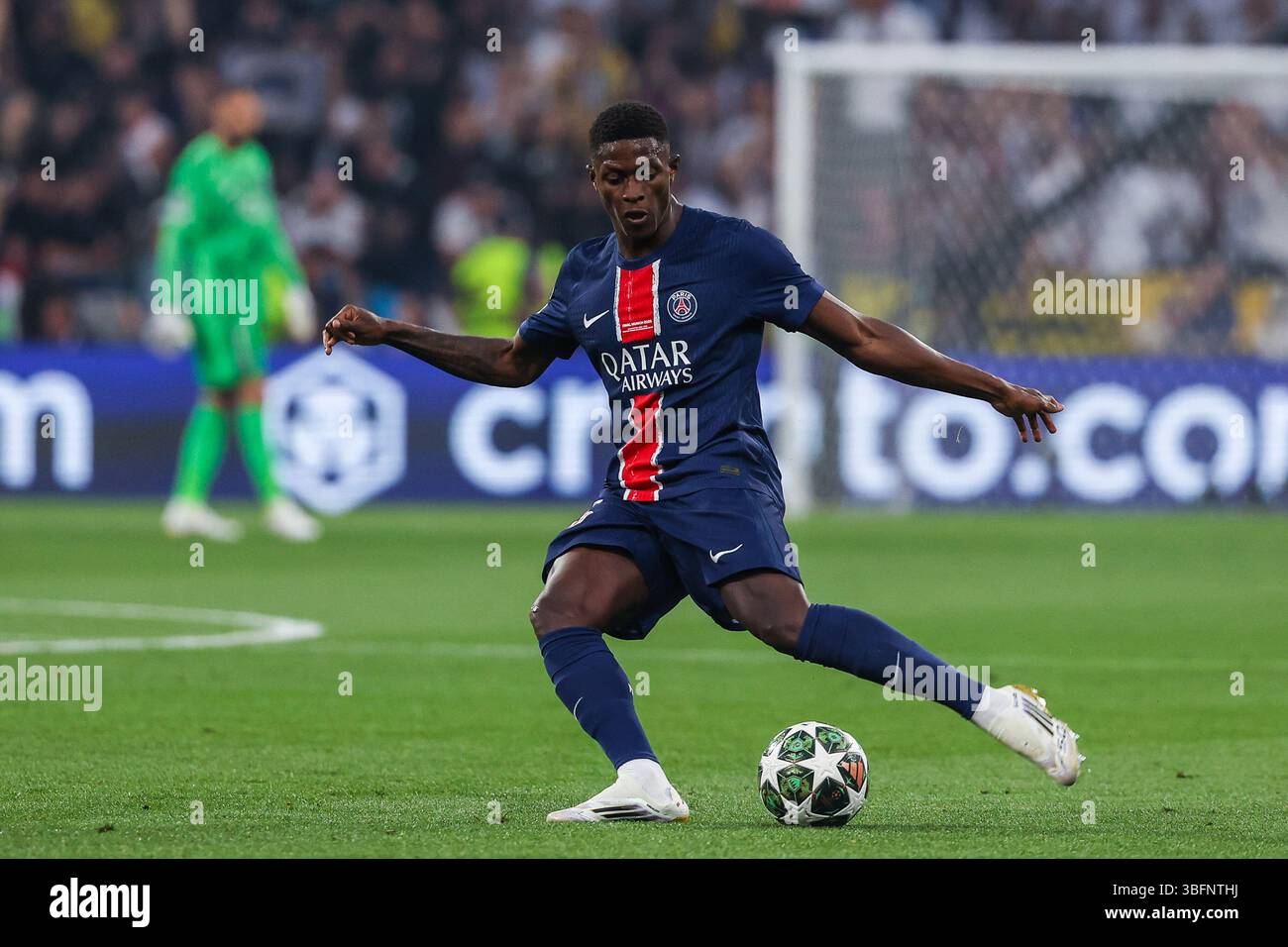 Nuno Mendes of Paris Saint-Germain FC seen in action during UEFA ...