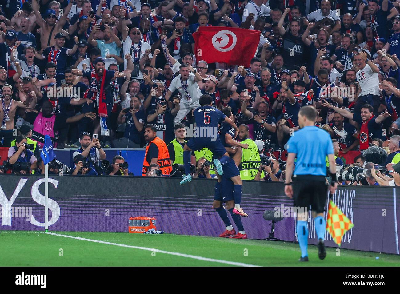 Desire Doue of Paris Saint-Germain FC celebrates after scoring a goal ...