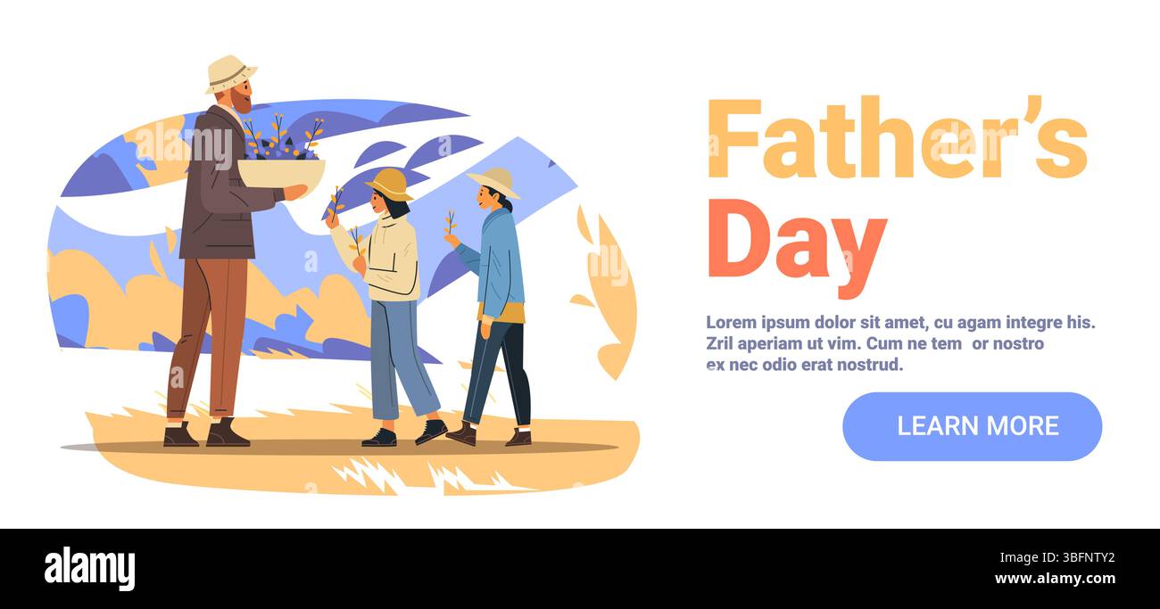 Father with children celebrating Father's Day outdoors family bonding ...