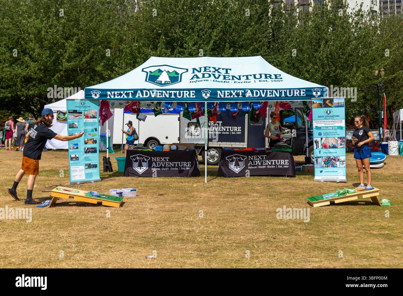 The Big Float, Portland, Oregon - July 13th 2019: People play cornhole ...