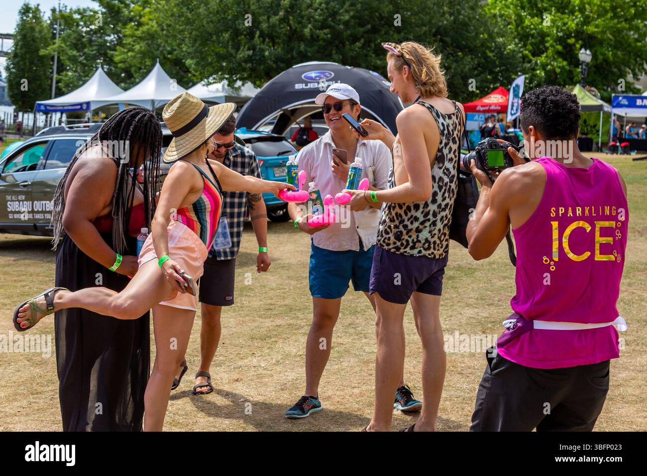 The Big Float, Portland, Oregon - July 13th 2019: Attendees pose for ...