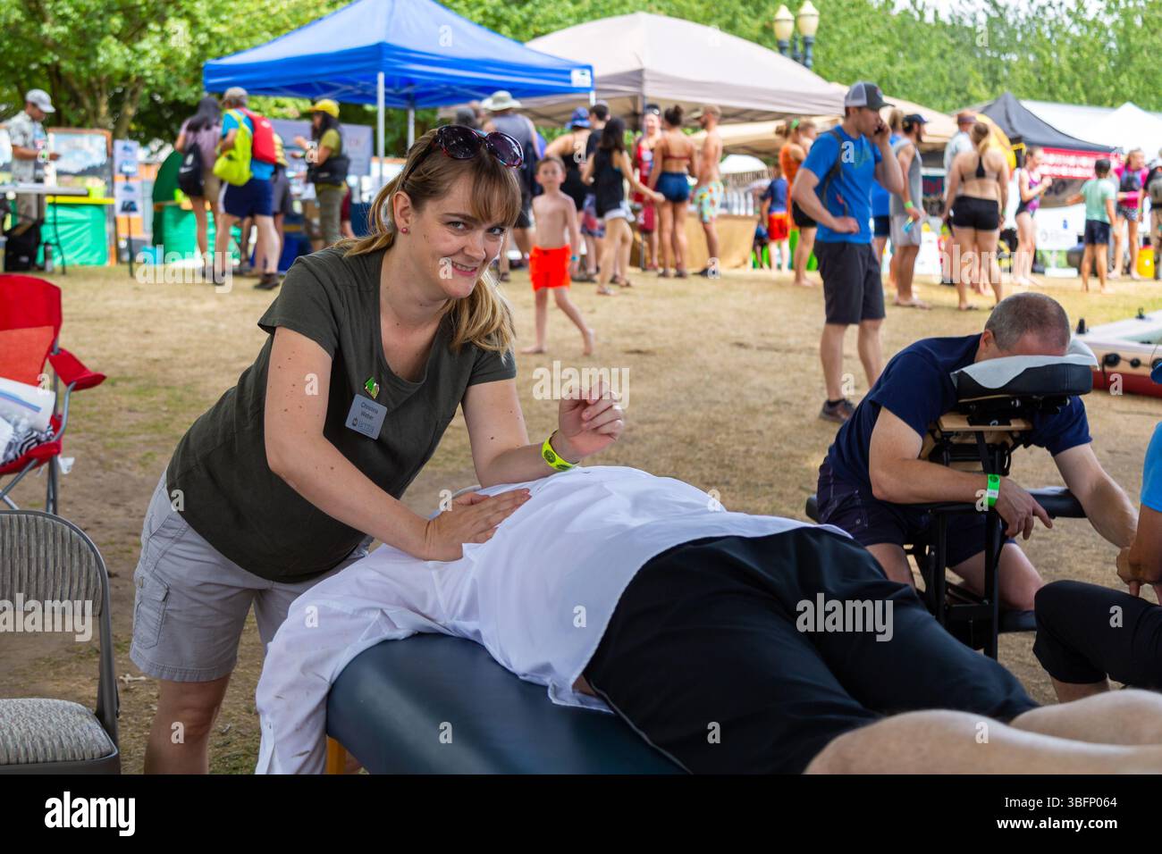 The Big Float, Portland, Oregon - July 13th 2019: Christina Weber gives ...