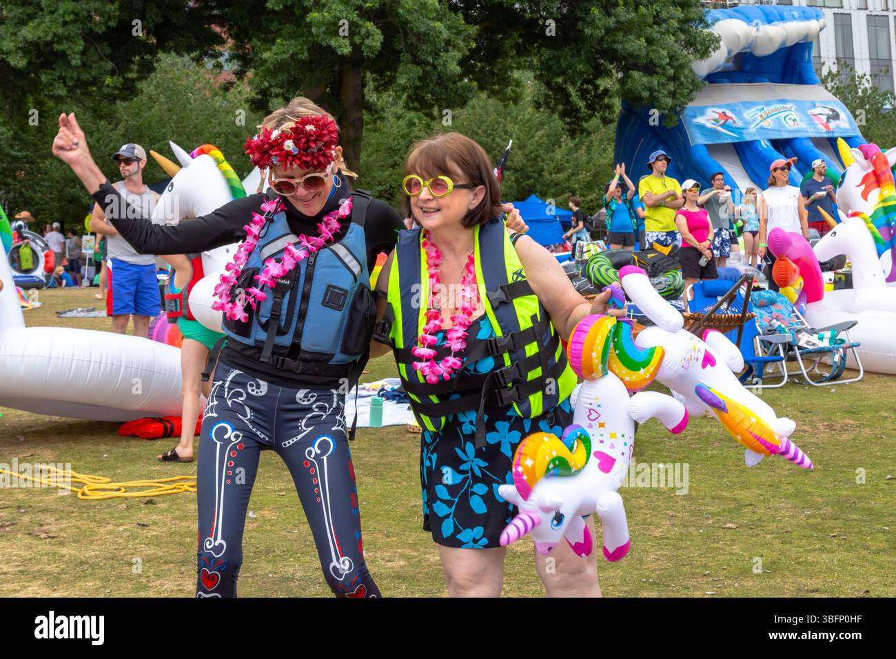 The Big Float, Portland, Oregon - July 13th 2019: Two women in life ...