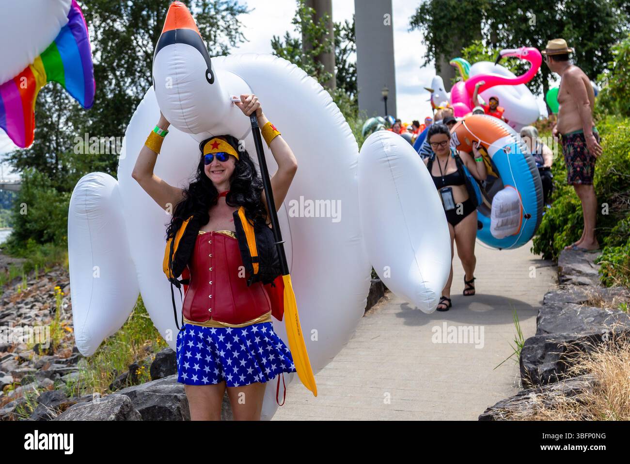 The Big Float, Portland, Oregon - July 13th 2019: A woman dressed as ...