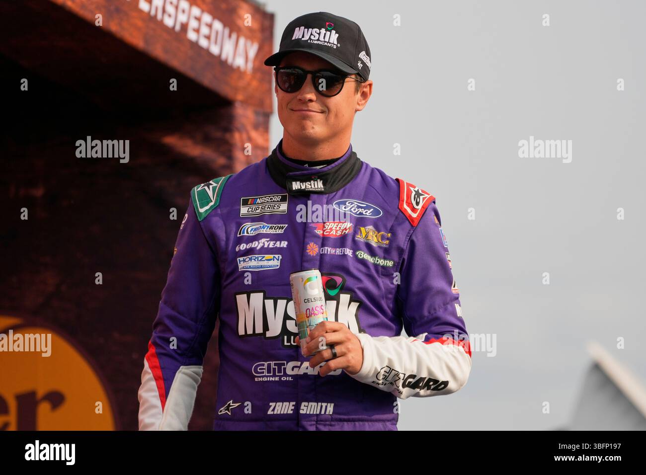 Zane Smith during a NASCAR Cup Series auto race Sunday, June 1, 2025 ...
