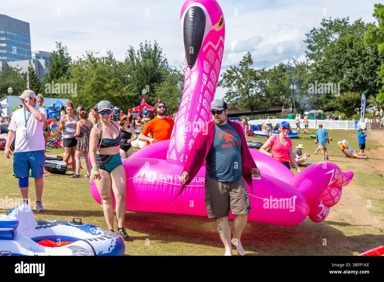 The Big Float, Portland, Oregon - July 13th 2019: People carry a large ...