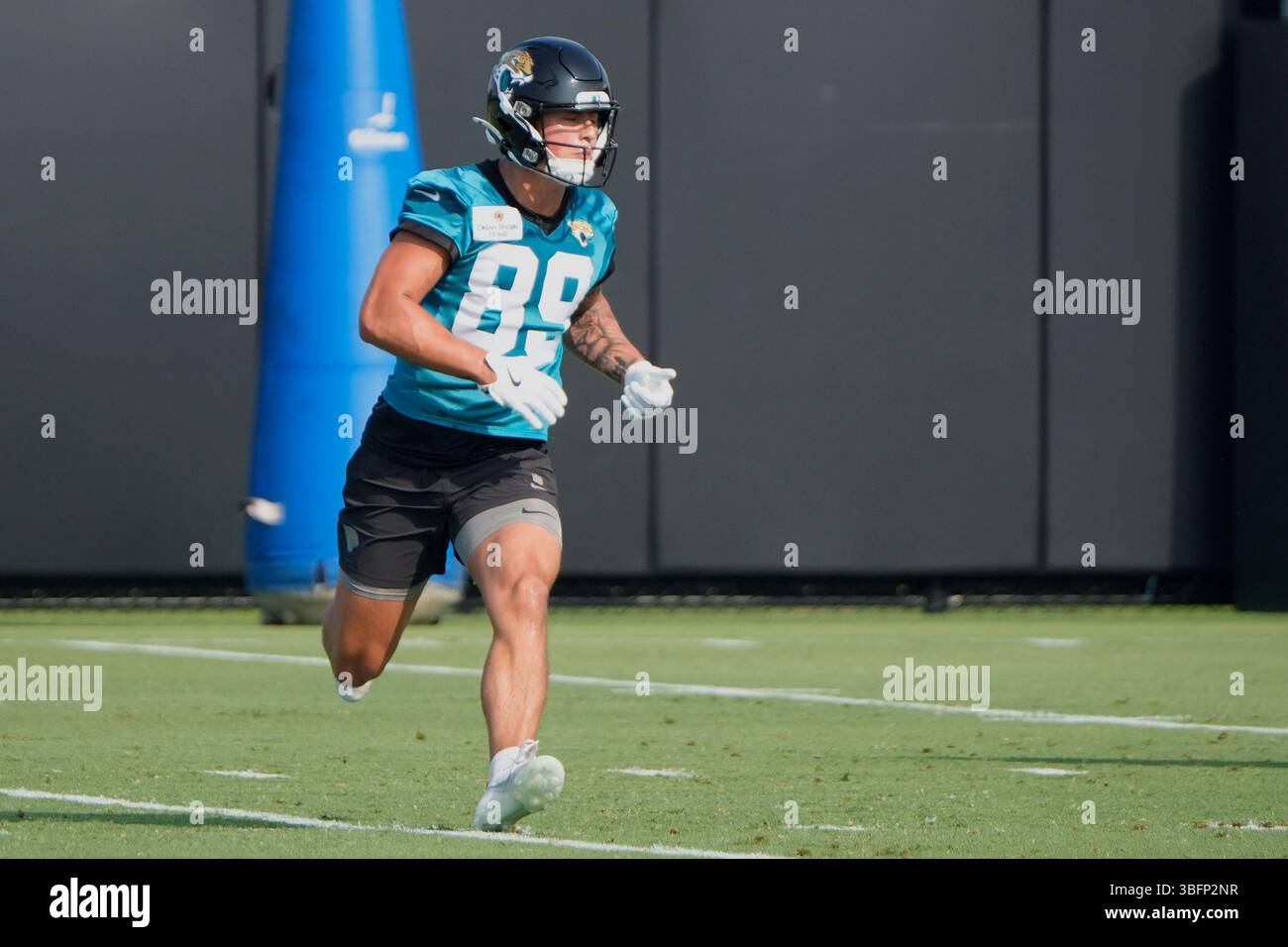 Jacksonville Jaguars Louis Rees-Zammit runs a pass pattern during a ...