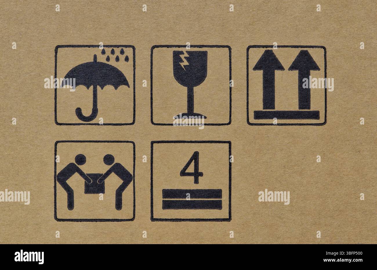 Warning labels packaging symbols silhouette shapes umbrella glass ...