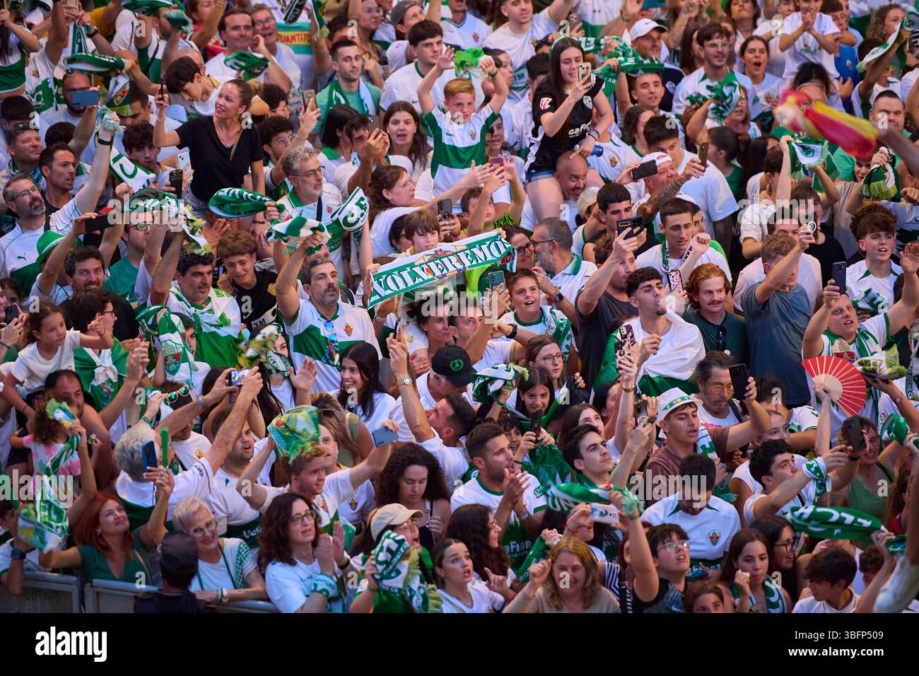 ELCHE, SPAIN - JUNE 2: Fans of Elche CF celebrates promotion to LaLiga ...