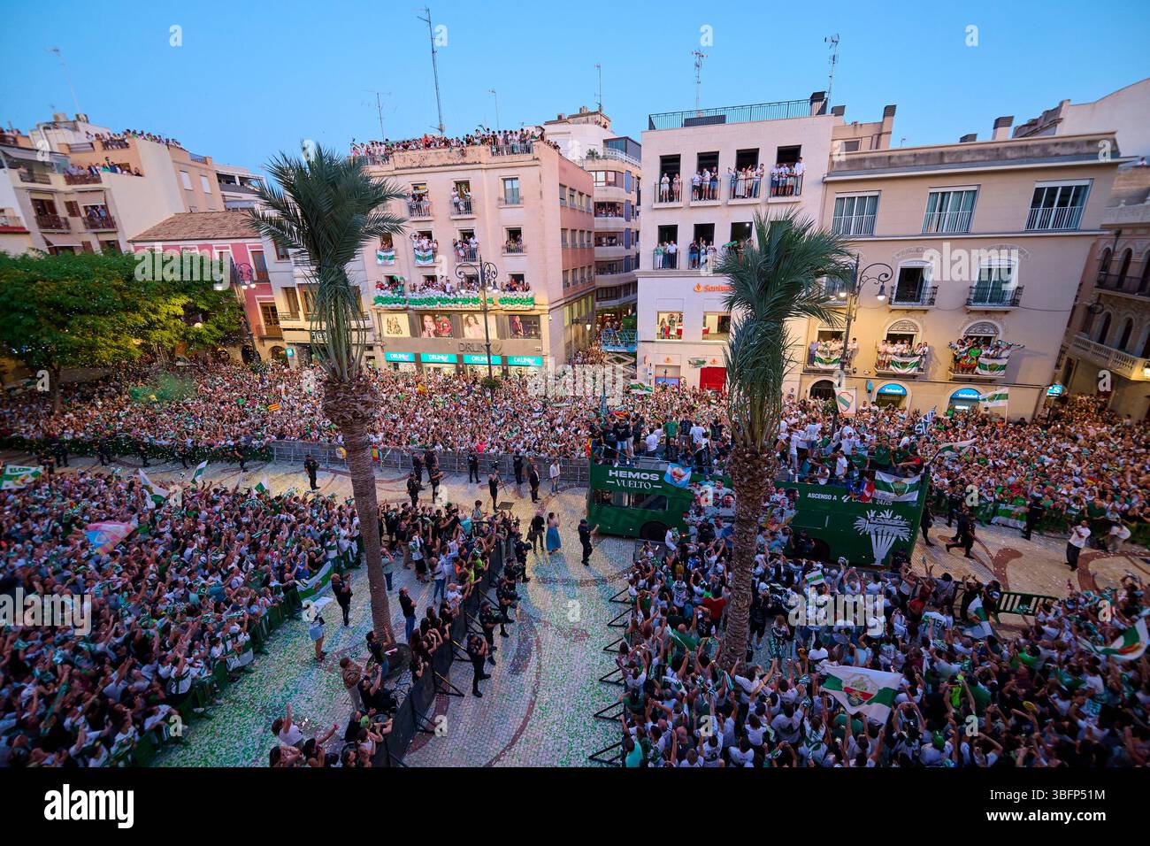 ELCHE, SPAIN - JUNE 2: Fans of Elche CF celebrates promotion to LaLiga ...