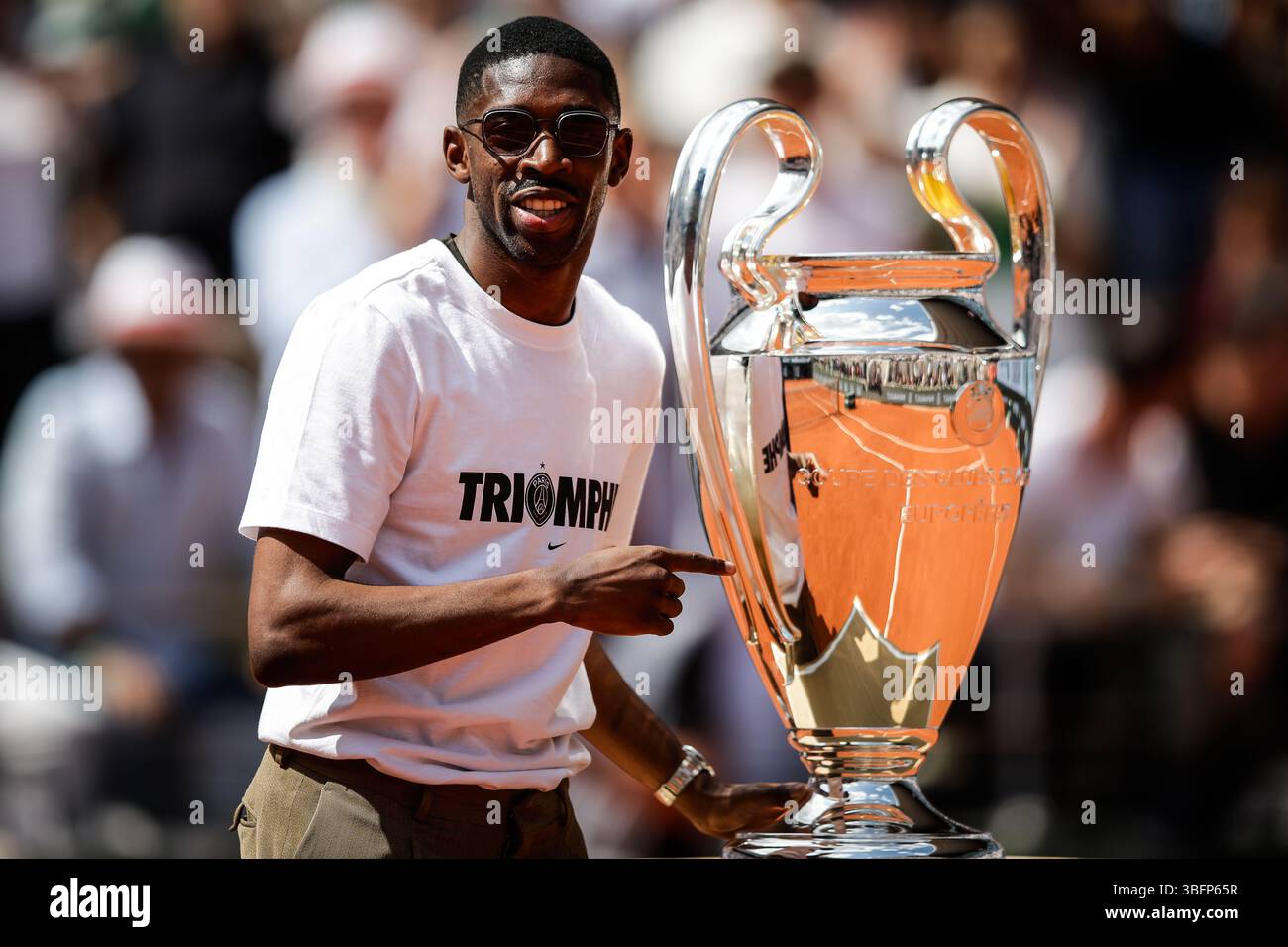 Paris, France. 02nd June, 2025. Ousmane DEMBELE of PSG presents the ...