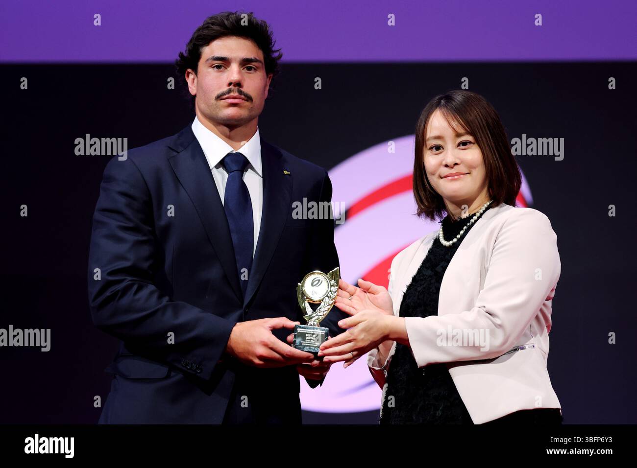 Tokyo, Japan. 2nd June, 2025. (L-R) Dylan Riley (Wild Knights), Ayaka ...