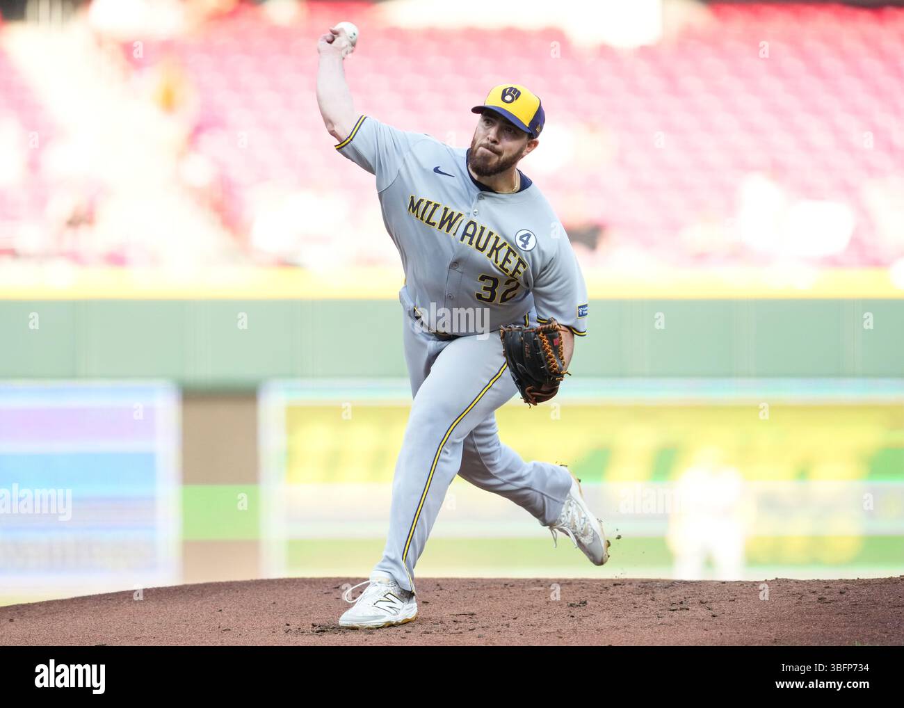 Milwaukee Brewers pitcher Aaron Civale throws during the first inning ...