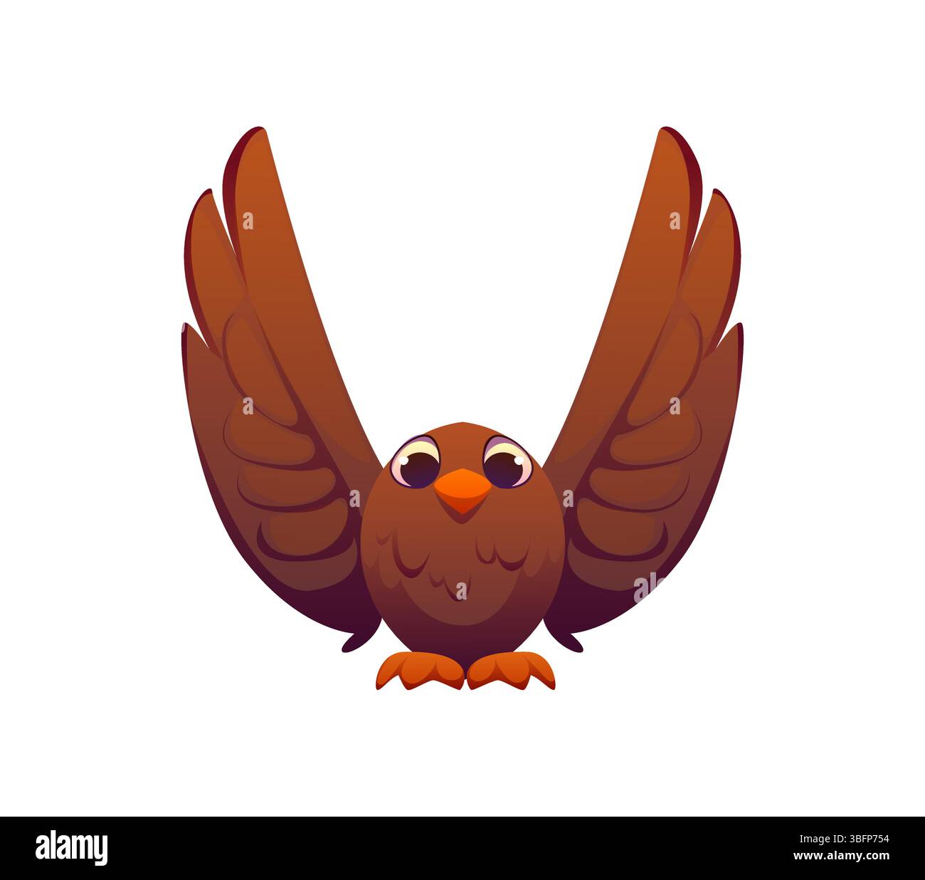 Letter V kids animal alphabet character as cute and friendly brown bird ...