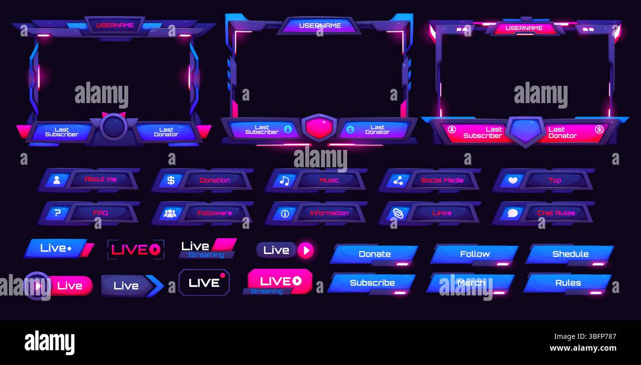 Game live stream panels Stock Vector Images - Alamy