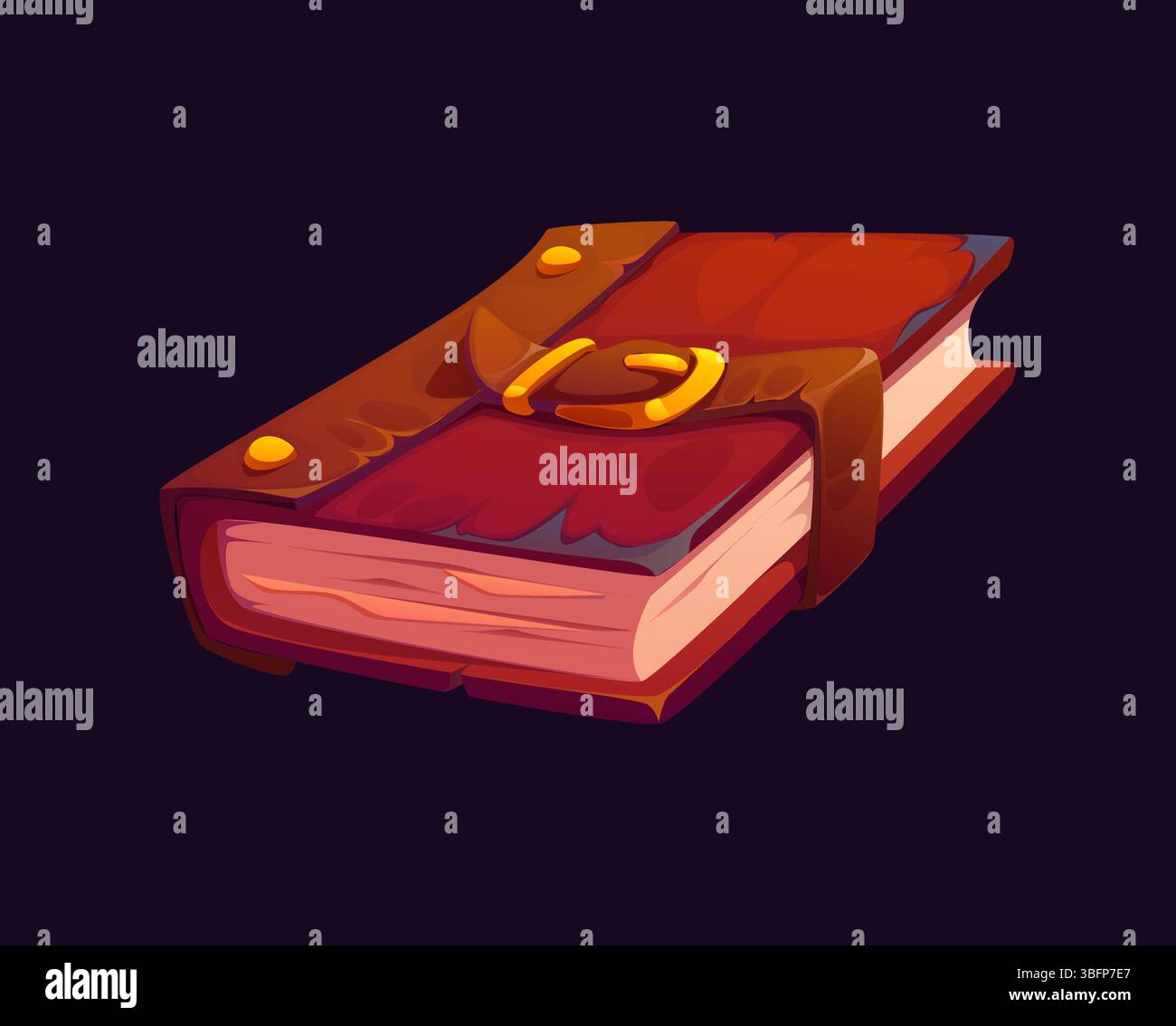 Mystical pirate diary cartoon icon. Old vector book with a worn leather ...