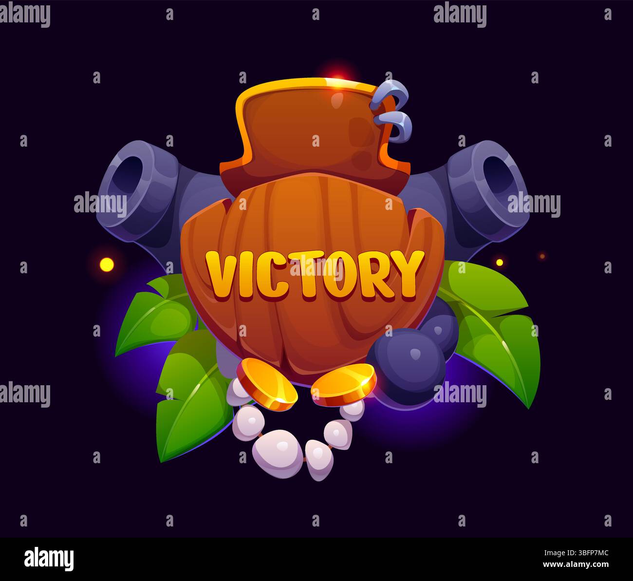 Pirate game victory award icon and UI asset with captain tricorn and ...