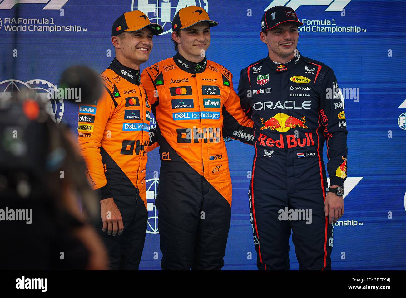 81 Oscar Piastri, (AUS) Lando Norris (GRB) McLaren Mercedes MCL39 Max Verstappen , during the ...