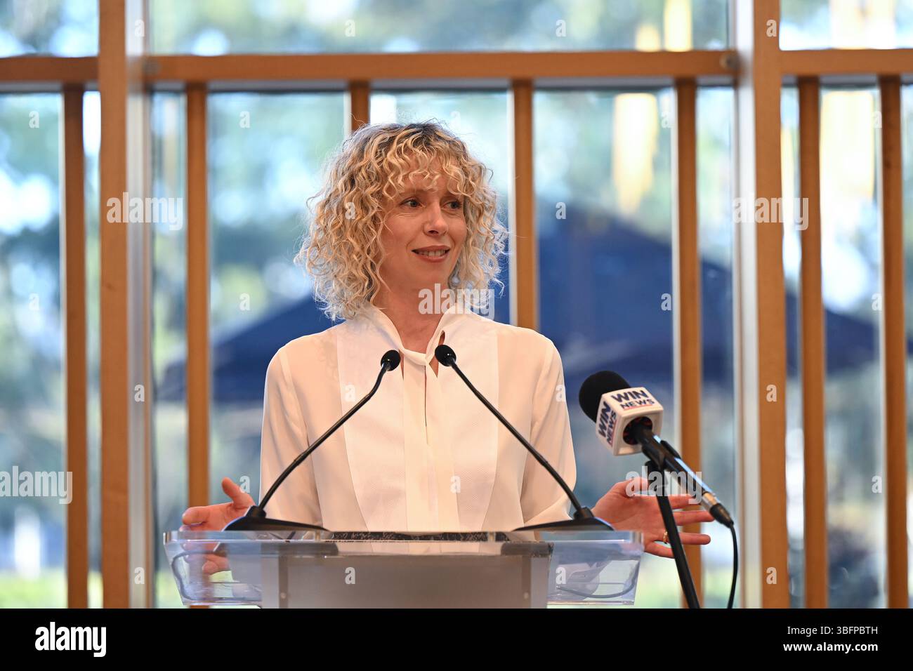 National Portrait Gallery Director Bree Pickering speaks during an ...