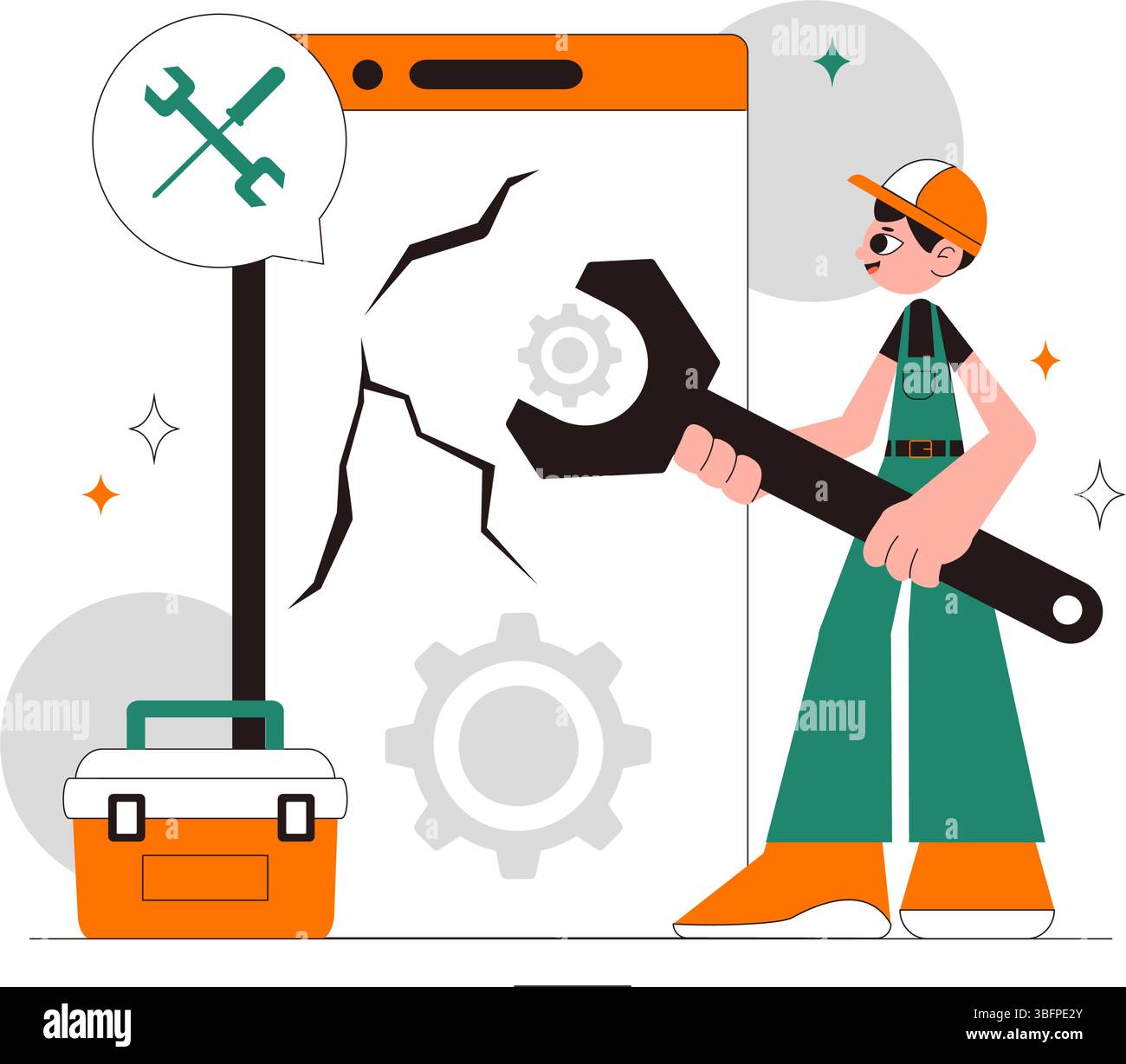 Mobile Repair Vector Illustration Featuring a Telephone or Smartphone ...
