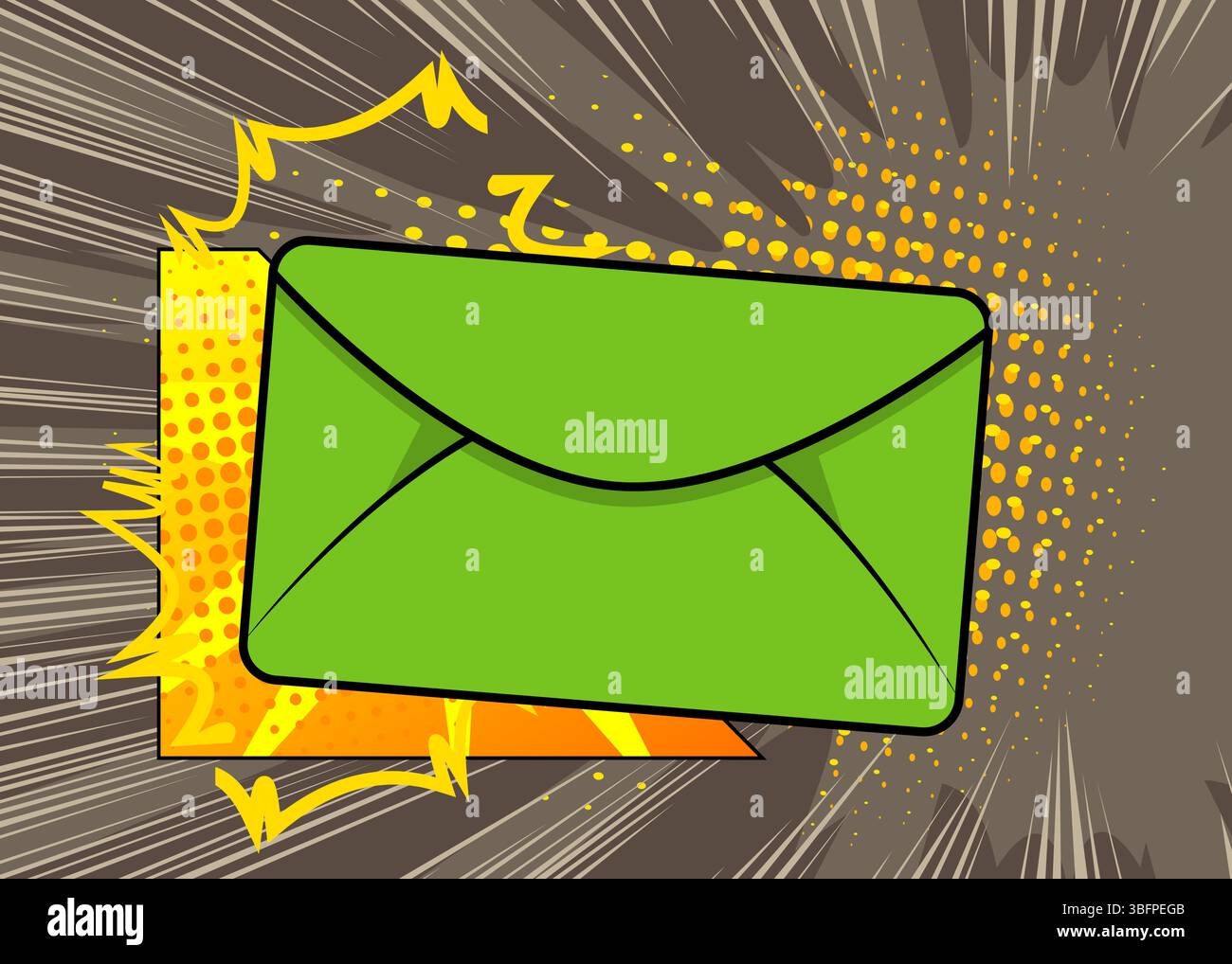 Cartoon Letter Envelope, comic book Message. Retro vector comics pop ...