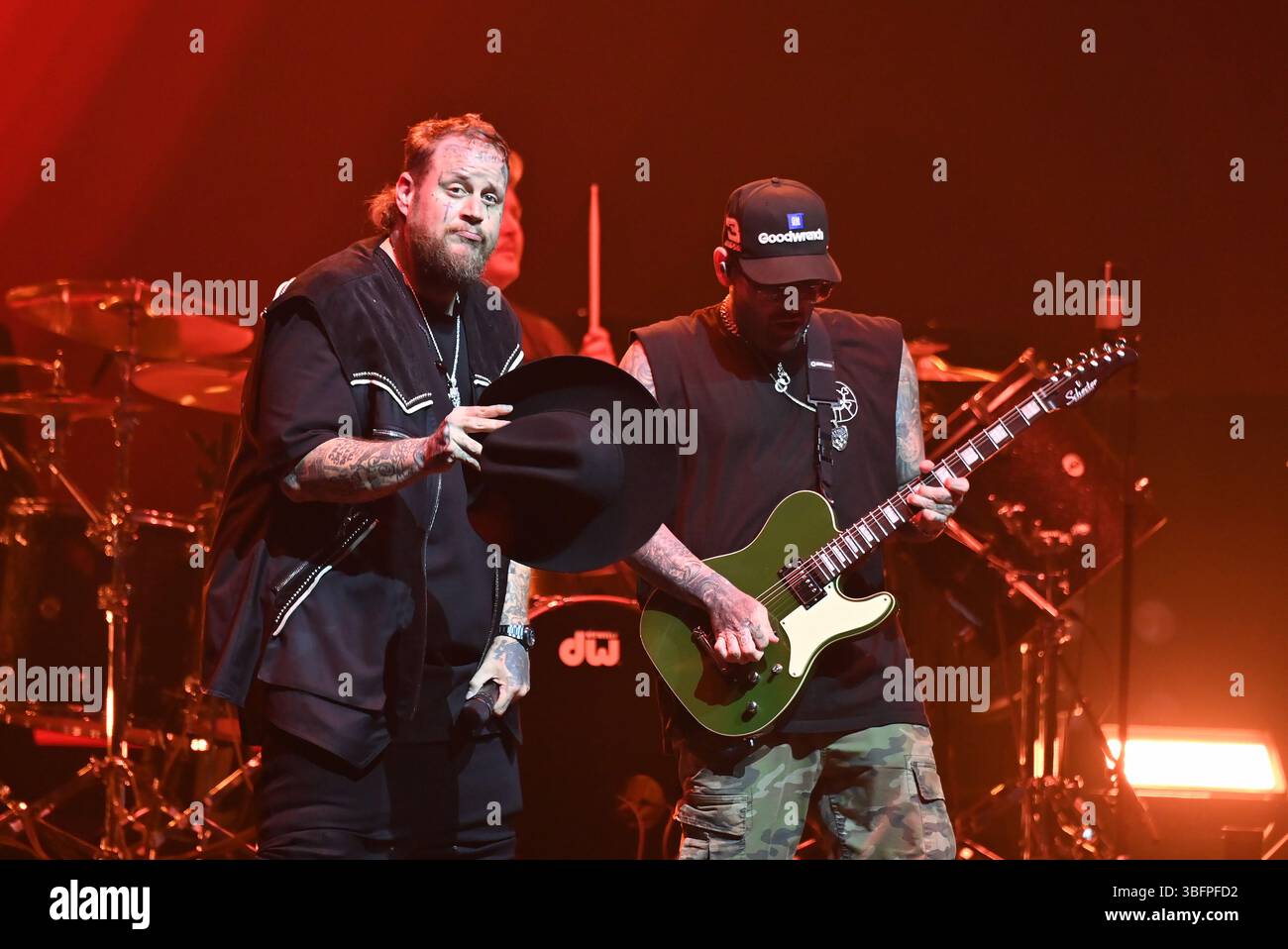 Nashville, USA. 30th May, 2025. Jelly Roll and lead guitarist Jack ...