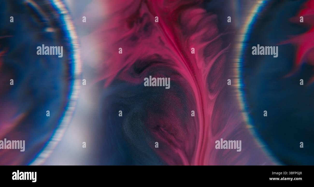 Optical effect paint. Art fluid blur. Pink red black acrylic blend ...