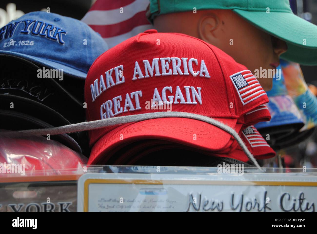 New York City, New York, USA - June 2 2025: Red MAGA - Make America ...