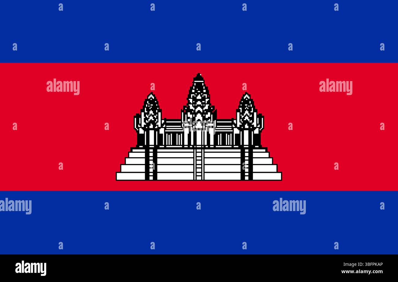 Vector illustration of Cambodia's flag featuring Angkor Wat. Bold ...