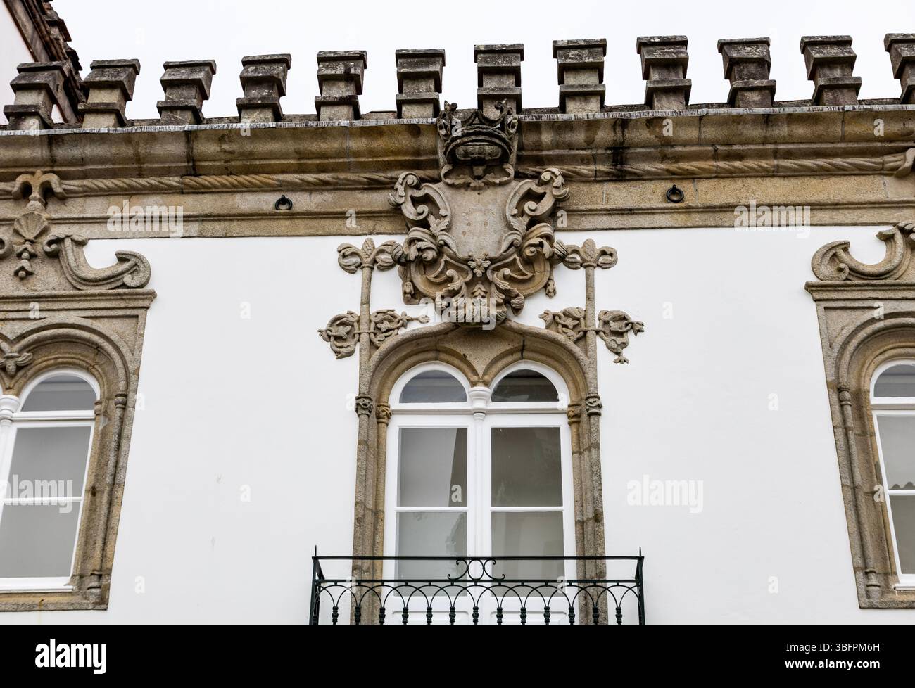 Detail of the coat of arms of the Casa dos Alpuim (Alpium manor), built ...