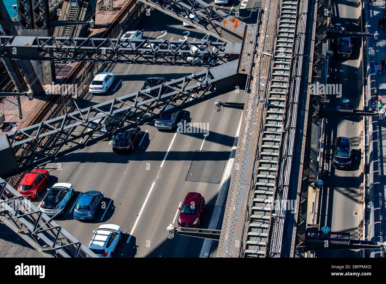 Looking down on busy traffic moving in both directions Stock Photo - Alamy