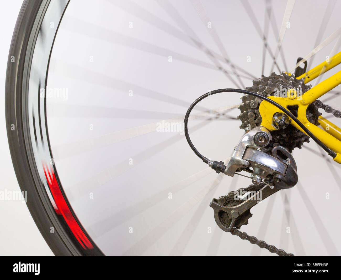 Details of a rear detailleur at the rear wheel of a race bike with ...