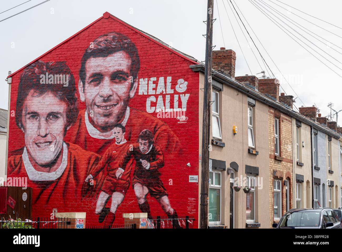 Phil Neal and Ian Callaghan graffiti art mural on the side of a house ...